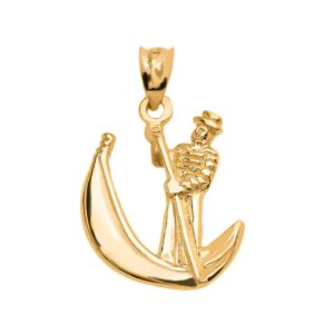 italian venice venetian gondola boat charm pendant in 14k yellow gold