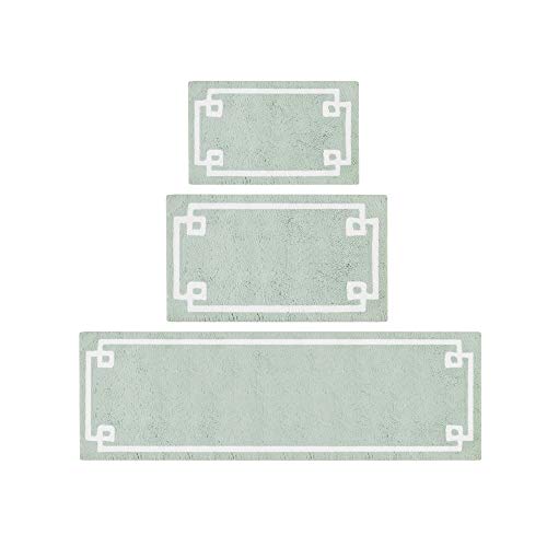 Madison Park Evan 100% Cotton Bathroom Rug Non Slip Backing-Luxrurious Tufted Plush Bath Mat Absorbent, Quick Dry, Spa Design Shower Room Décor, 24x72, Seafoam