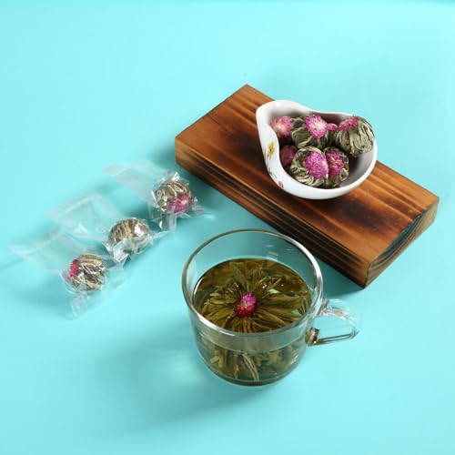 GOARTEA 12Pcs Blooming Tea Flowers Balls Green Tea Ball Blooming Flower Tea Artistic - Individually Sealed Fresh Natural Gift Set Pack