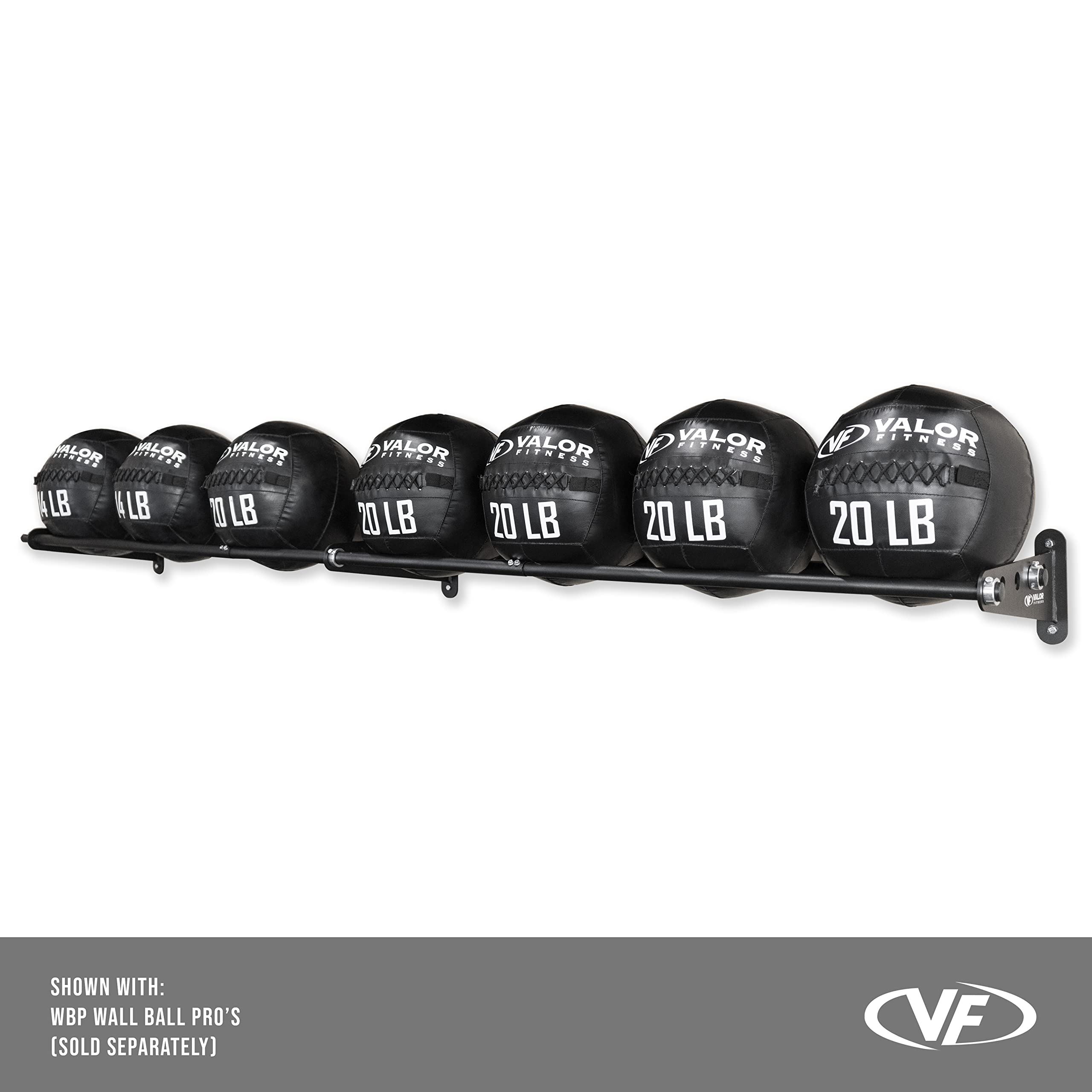 Valor Fitness Exercise Ball Storage - BG-53 Adjustable Wall Mounted Ball Rack, Basketball Rack for Basketballs, Wall Balls, Medicine Balls, and Slam Balls, Stability Balls, etc.”