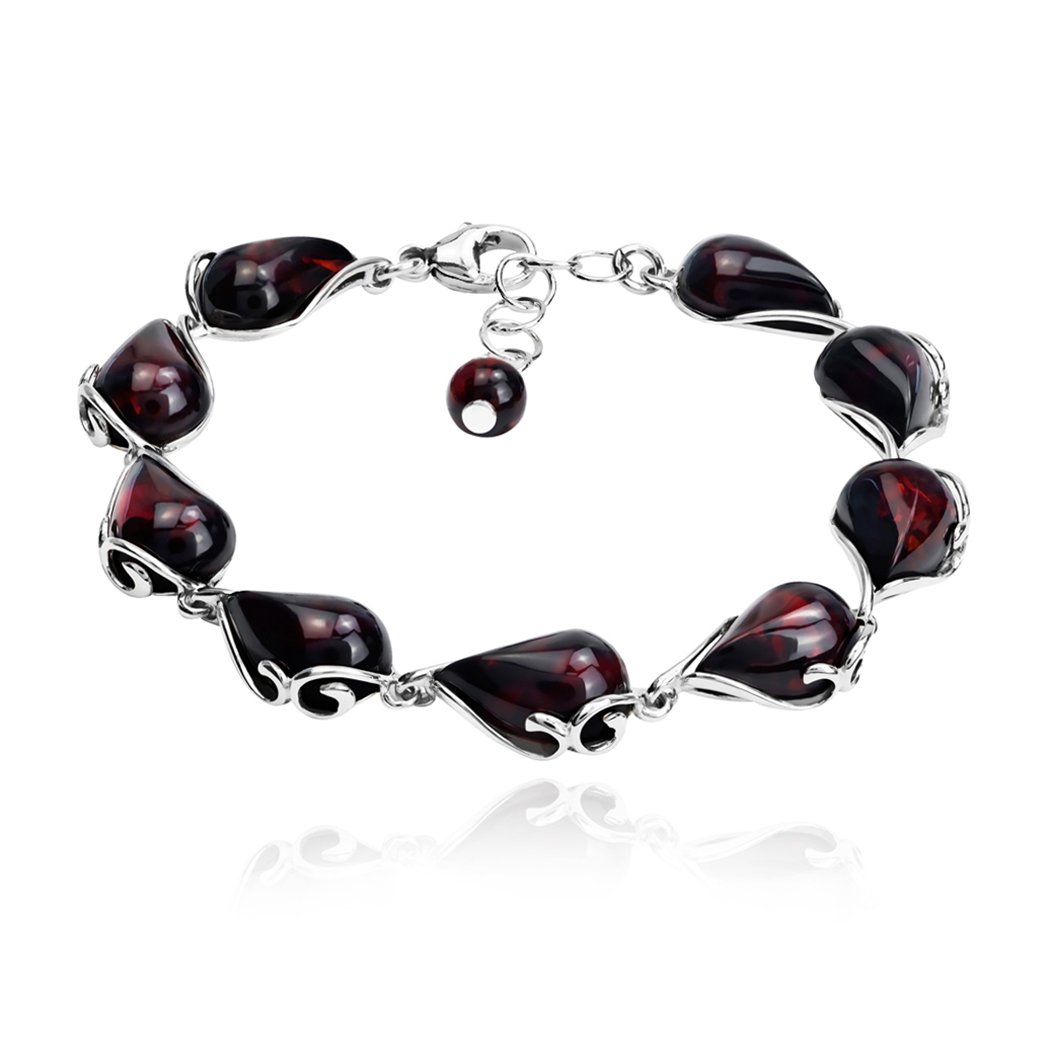 Ian and Valeri Co. Cherry Amber Sterling Silver Bracelet 21cm