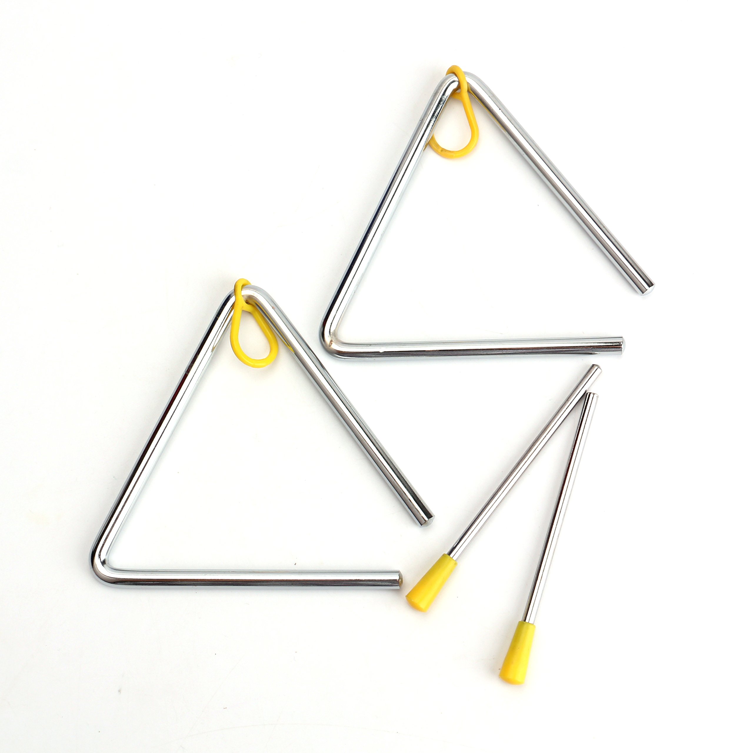 Foraineam 2 Pack 5 Inch Hand Percussion Instrument Triangles with Striker Musical Steel Triangle Music Percussion Triangle Instrument