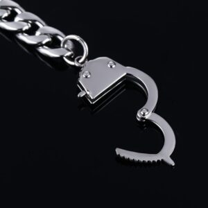 HOUSWEETY 1pc Stainless Steel Figaro Chain Handcuff Bracelet