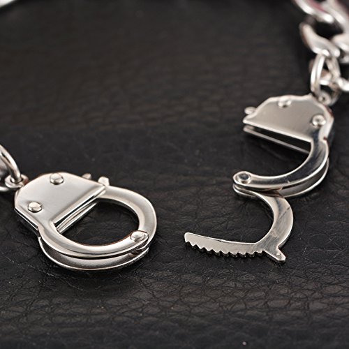 HOUSWEETY 1pc Stainless Steel Figaro Chain Handcuff Bracelet