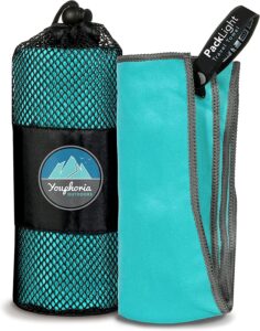 youphoria microfiber travel towel fast drying lightweight - quick dry towel for camping, beach, backpacking, hiking, & sport