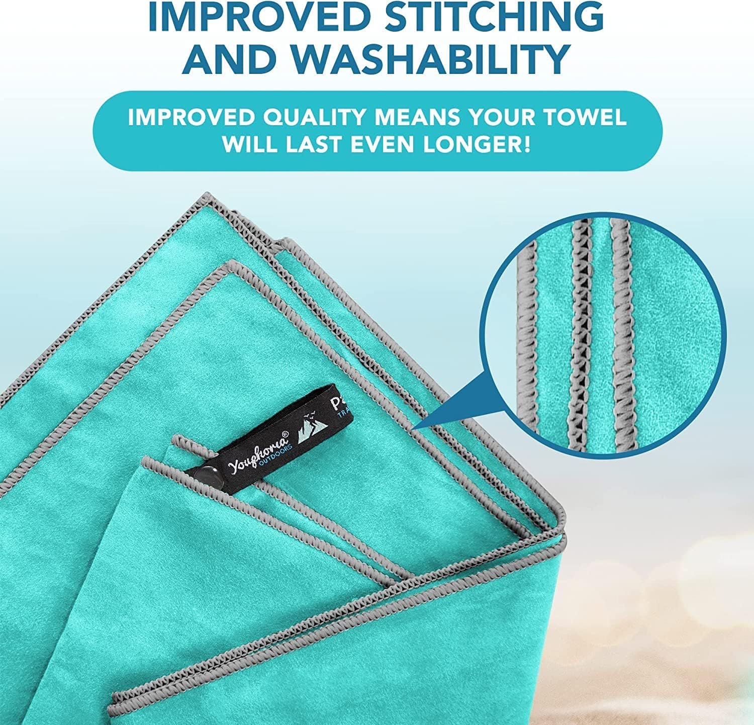 Youphoria Microfiber Travel Towel Fast Drying Lightweight - Quick Dry Towel for Camping, Beach, Backpacking, Hiking, & Sport