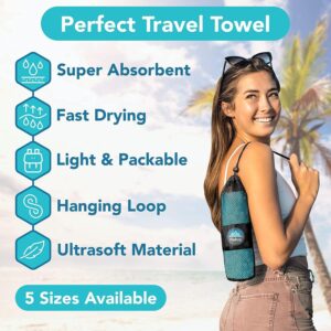 Youphoria Microfiber Travel Towel Fast Drying Lightweight - Quick Dry Towel for Camping, Beach, Backpacking, Hiking, & Sport