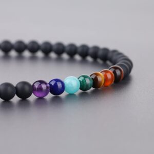 COAI 108 Japa Mala 7 Chakra Onyx Stone Wrap Bracelet Necklace