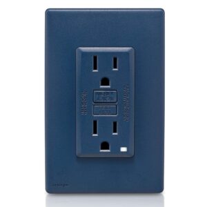 Leviton RGF15-RN 15 Amp Renu Self-Test Tamper-Resistant GFCI Outlet in Rich Navy