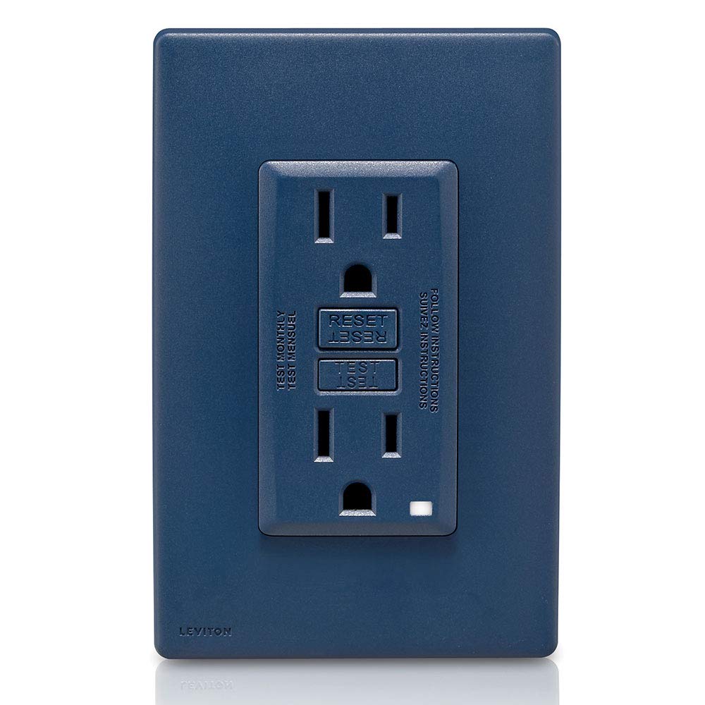 Leviton RGF15-RN 15 Amp Renu Self-Test Tamper-Resistant GFCI Outlet in Rich Navy