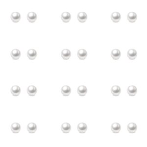 charisma 4mm composite pearl earrings round ball pearls stud earrings hypoallergenic 12 pairs imitation pearl earrings set for women