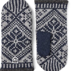 Hestra Unisex Nordic Wool Mitt Insulated Mittens for Cold Weather & Everyday Wear - Navy/Grey - 6