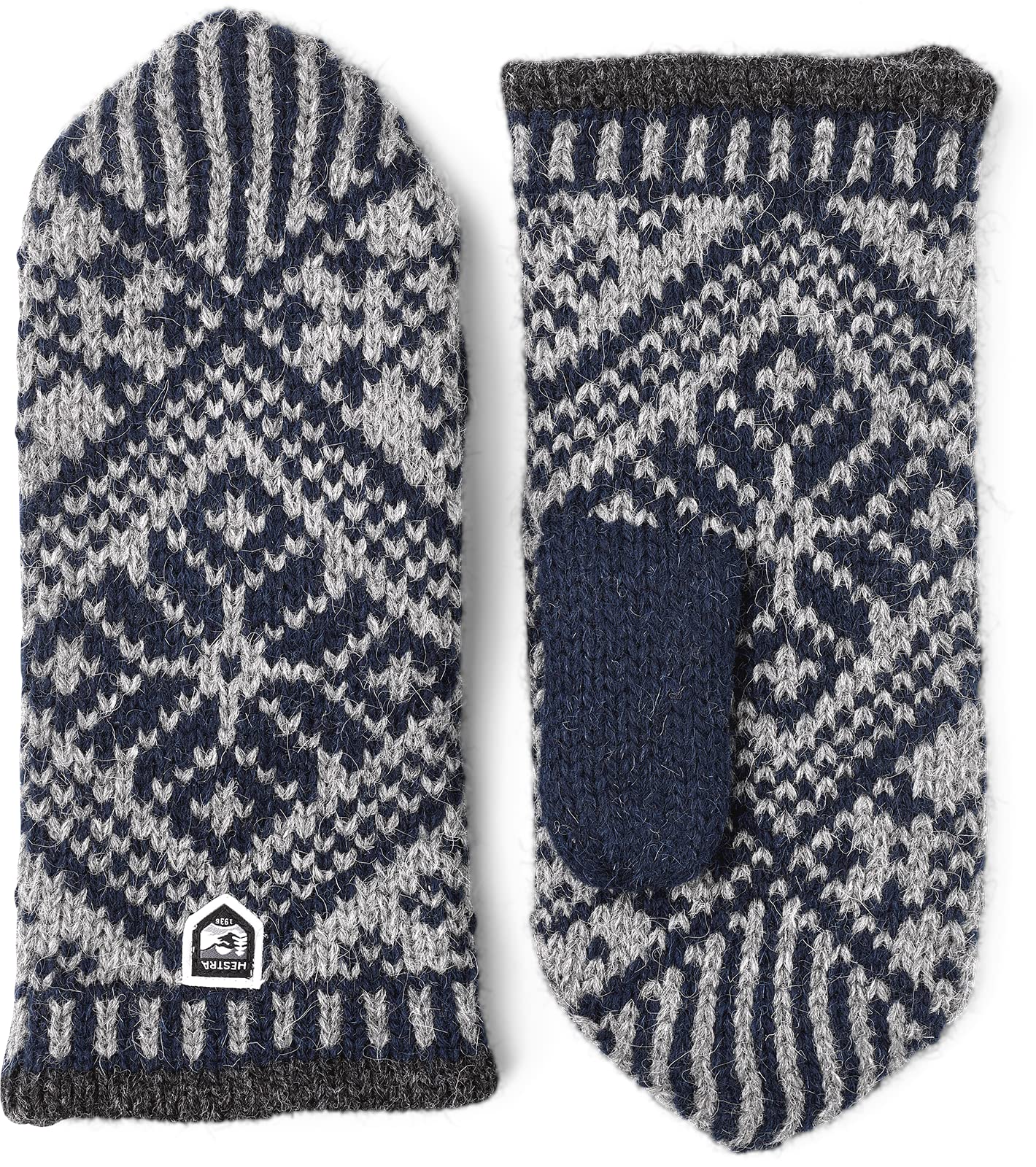 Hestra Unisex Nordic Wool Mitt Insulated Mittens for Cold Weather & Everyday Wear - Navy/Grey - 6