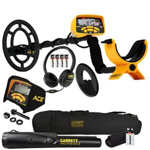 garrett ace 300 metal detector with waterproof coil pro-pointer ii and carry bag