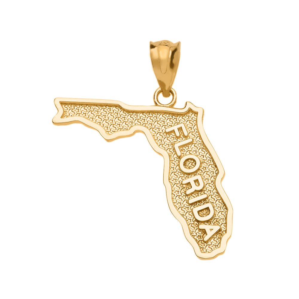 Florida US State Map Charm Pendant in 10k Yellow Gold