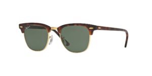 ray-ban rb3016 clubmaster 990/58 49m clubmaster havana/green polarized round sunglasses for men for women + bundle with designer iwear eyewear kit