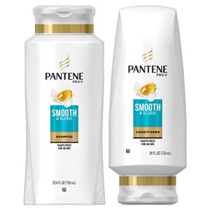 pantene argan oil shampoo 25.4 oz and conditioner 24 oz for dry hair, smooth and sleek, bundle pack (packaging may vary)