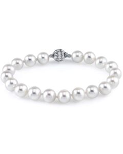 the pearl source 14k gold 7-8mm aaa quality round white freshwater cultured pearl bracelet for women