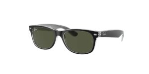 ray-ban rb2132 new wayfarer square sunglasses for men for women + bundle with designer iwear eyewear kit (black on transparent/crystal lens g-15 green)