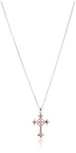 amazon essentials 14k rose gold plated sterling silver two tone celtic cross pendant necklace, 18" ,(previously amazon collection)