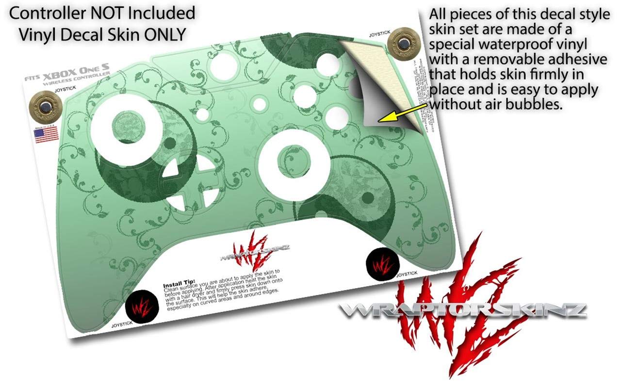 WraptorSkinz Decal Vinyl Skin Wrap compatible with XBOX One S / X Controller - Feminine Yin Yang Green (CONTROLLER NOT INCLUDED)