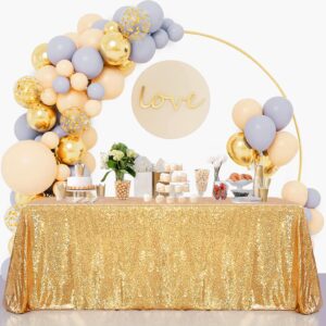 B-COOL Gold Sequin Tablecloth 60x102 Inches Rectangle Shimmer Sequin Table Cloth for Parties Wedding Banquet Birthday Party Glittering Decor