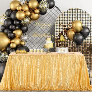 B-COOL Gold Sequin Tablecloth 60x102 Inches Rectangle Shimmer Sequin Table Cloth for Parties Wedding Banquet Birthday Party Glittering Decor