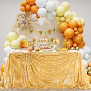 B-COOL Gold Sequin Tablecloth 60x102 Inches Rectangle Shimmer Sequin Table Cloth for Parties Wedding Banquet Birthday Party Glittering Decor