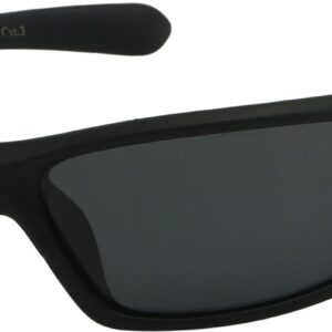 Nitrogen Men's Rectangular Sports Wrap 65mm Polarized Sunglasses (Black Matte Rubberized, Black), 5.5w x 1.625h