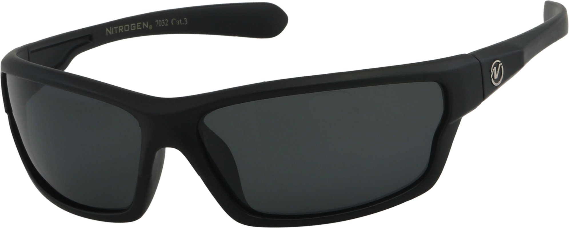 Nitrogen Men's Rectangular Sports Wrap 65mm Polarized Sunglasses (Black Matte Rubberized, Black), 5.5w x 1.625h