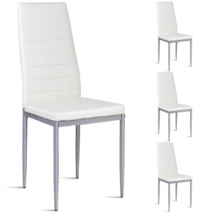 costway pu leather dining side chairs, white