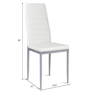 COSTWAY PU Leather Dining Side Chairs, White