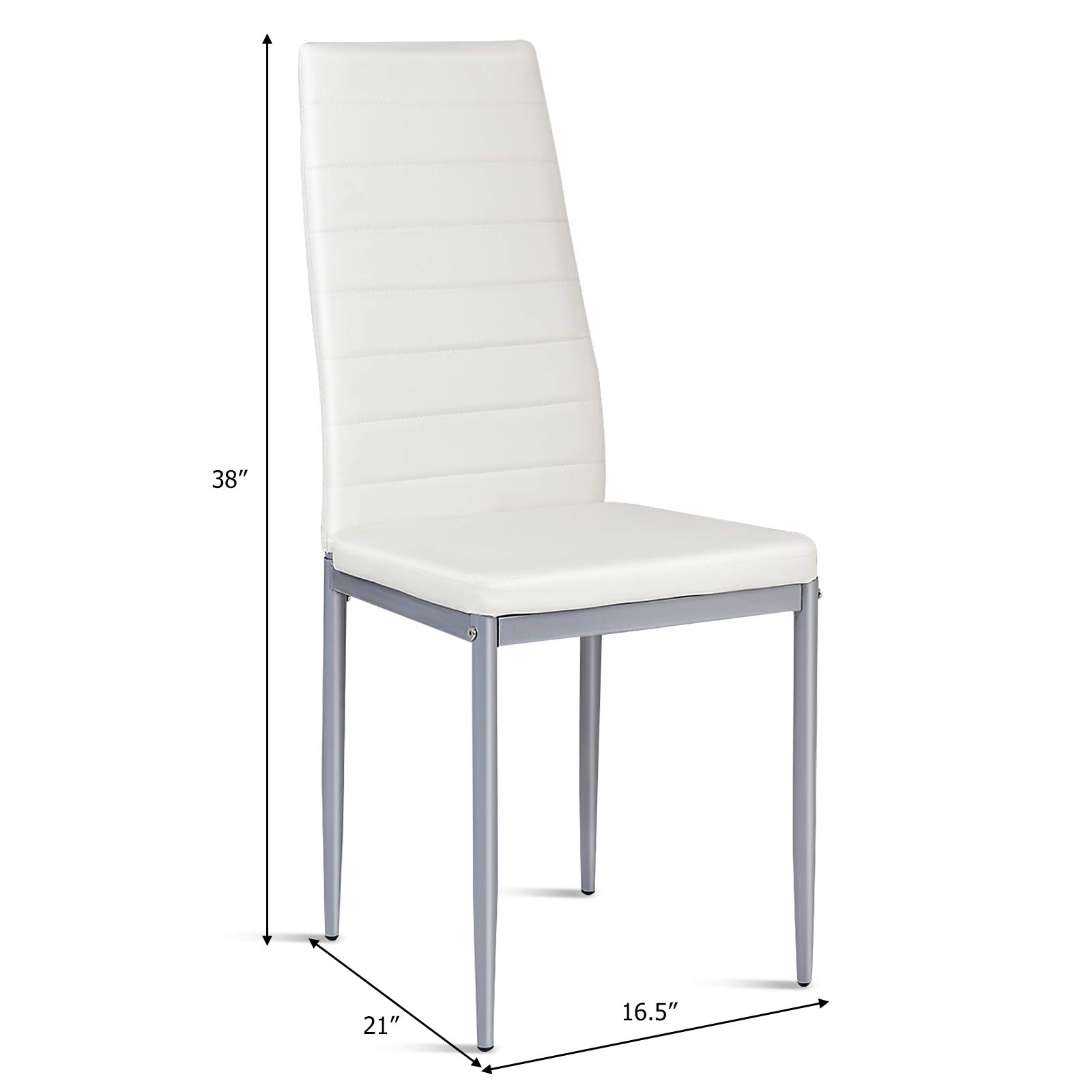 COSTWAY PU Leather Dining Side Chairs, White