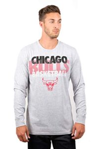 ultra game nba chicago bulls mens supreme long sleeve pullover tee shirt, heather gray, large