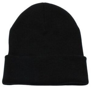 cuffed plain skull beanie hat / cap | winter unisex knit hat toboggan for men & women | unique & timeless clothing accessories by top leve, black