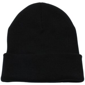 CUFFED PLAIN SKULL BEANIE HAT / CAP | Winter Unisex Knit Hat Toboggan For Men & Women | Unique & Timeless Clothing Accessories By Top Leve, Black