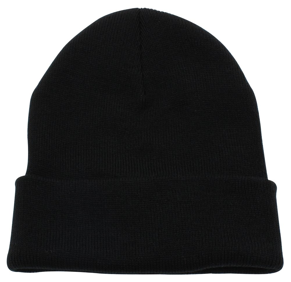 CUFFED PLAIN SKULL BEANIE HAT / CAP | Winter Unisex Knit Hat Toboggan For Men & Women | Unique & Timeless Clothing Accessories By Top Leve, Black