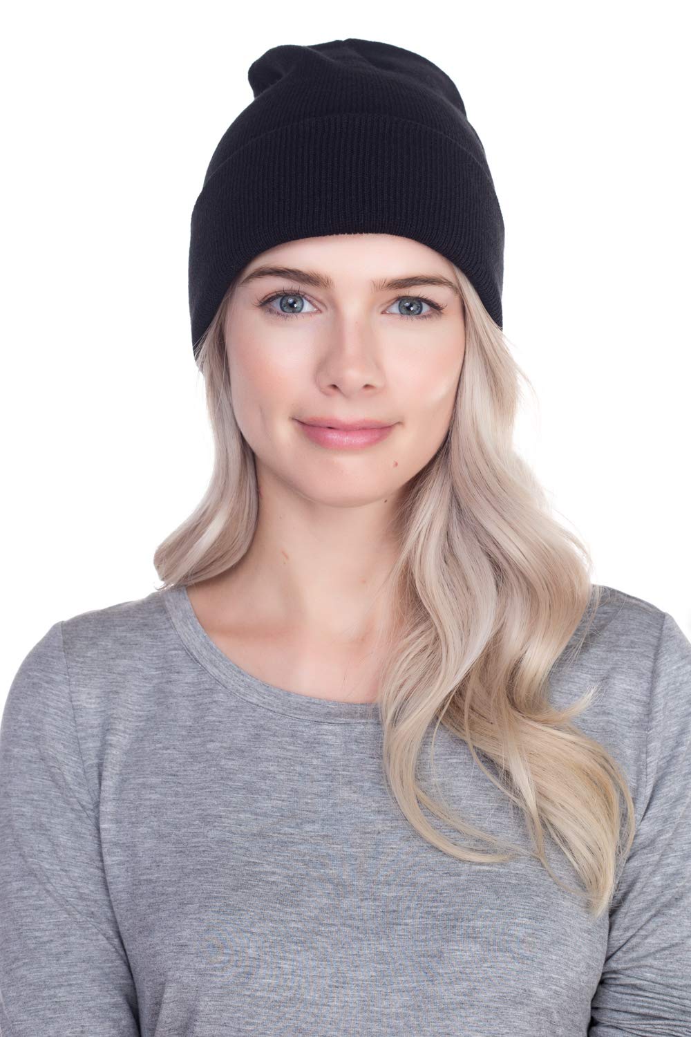 CUFFED PLAIN SKULL BEANIE HAT / CAP | Winter Unisex Knit Hat Toboggan For Men & Women | Unique & Timeless Clothing Accessories By Top Leve, Black