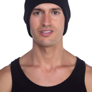 CUFFED PLAIN SKULL BEANIE HAT / CAP | Winter Unisex Knit Hat Toboggan For Men & Women | Unique & Timeless Clothing Accessories By Top Leve, Black