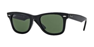 ray-ban rb2140 wayfarer 901 54m black/crystal green square sunglasses for men for women + bundle with designer iwear eyewear kit