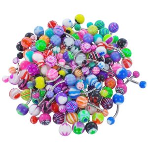 bluelans 30x colorful sexy belly button bar navel barbells rings body piercing jewellery gift (random color)