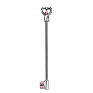 dynamique 14ga heart key with czs 316l surgical steel industrial barbell (clear)