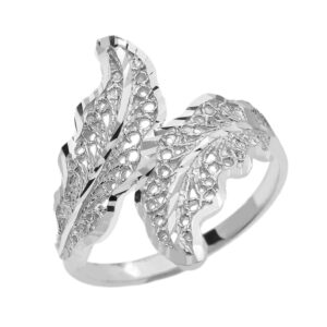 claddagh gold double laurel wreath leaf filigree ring in high polish 925 sterling silver (size 9)