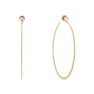 michael kors stainless steel and cubic zirconia whisper hoop earrings for women, color: gold (model: mkj5999710)