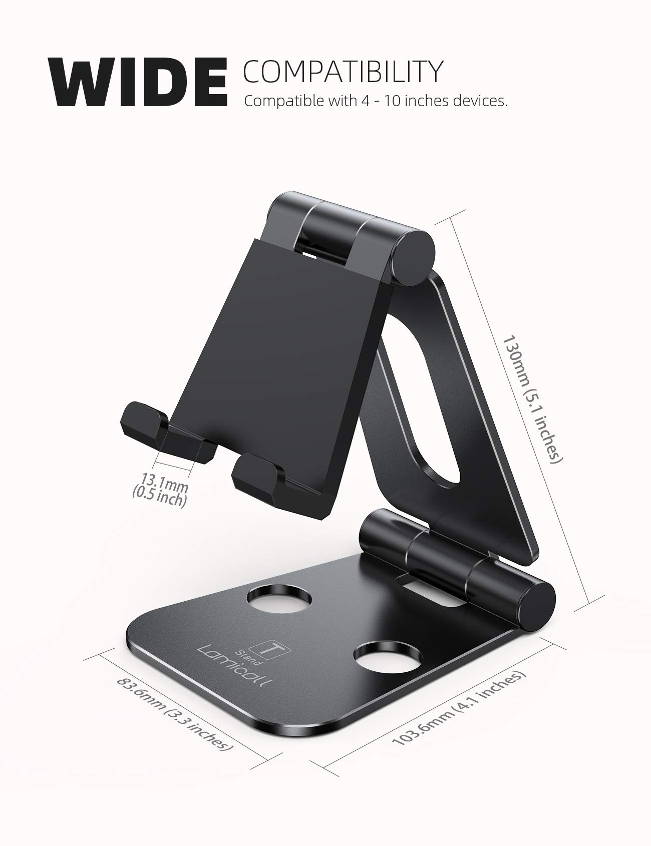 Lamicall Adjustable Phone Tablet Stand, Playstand for Switch, Foldable Desk Holder Dock, Compatible with iPad Mini, 9.7'' iPad Pro Air, Phone 12 Mini 11 Pro Xs Xs Max Xr X 8 7 6 6s Plus SE (4-10'')