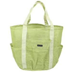 zoie + chloe beach mesh tote bag - 8 pockets, zipper, key hook & carabiner