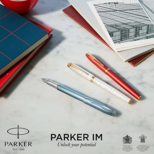 PARKER IM Rollerball Pen, Premium Warm Silver with Fine Point Black Ink Refill (1931686)