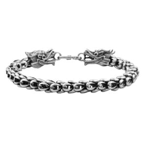 Wellme Sterling Silver Dragon Bracelet - Handmade Vintage 925 Jewelry 7'' 7.5'' 8'' 8.5'' or 9'' (sterling silver, 7mm wide, 9 inches)