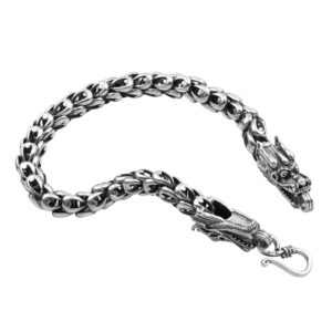 Wellme Sterling Silver Dragon Bracelet - Handmade Vintage 925 Jewelry 7'' 7.5'' 8'' 8.5'' or 9'' (sterling silver, 7mm wide, 9 inches)