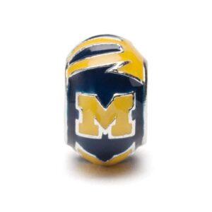 michigan wolverines jewelry gifts for women - michigan logo bead - hypoallergenic stainless steel charms - university of michigan womens accessories